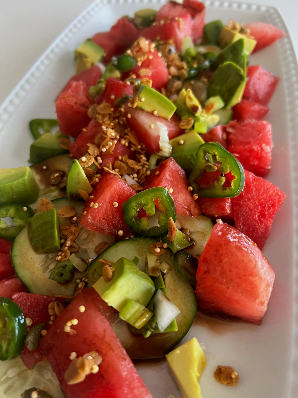 Summer Watermelon Salad with Southwestern Over the Top Crunch – Laura's ...
